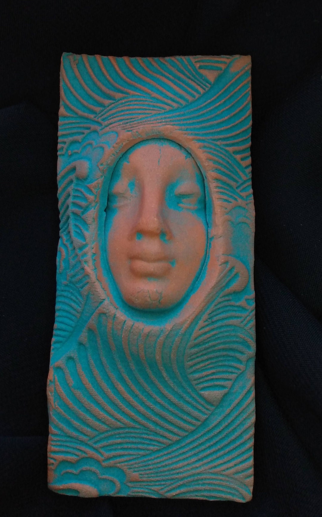 Sacred Faces - Ornate Terracotta Face for Altars Mixed Media Beading ...