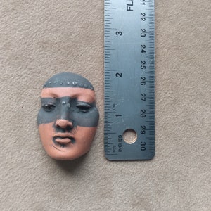 Warrior Maiden - Painted Terracotta Face for Altars Mixed Media Beading ...