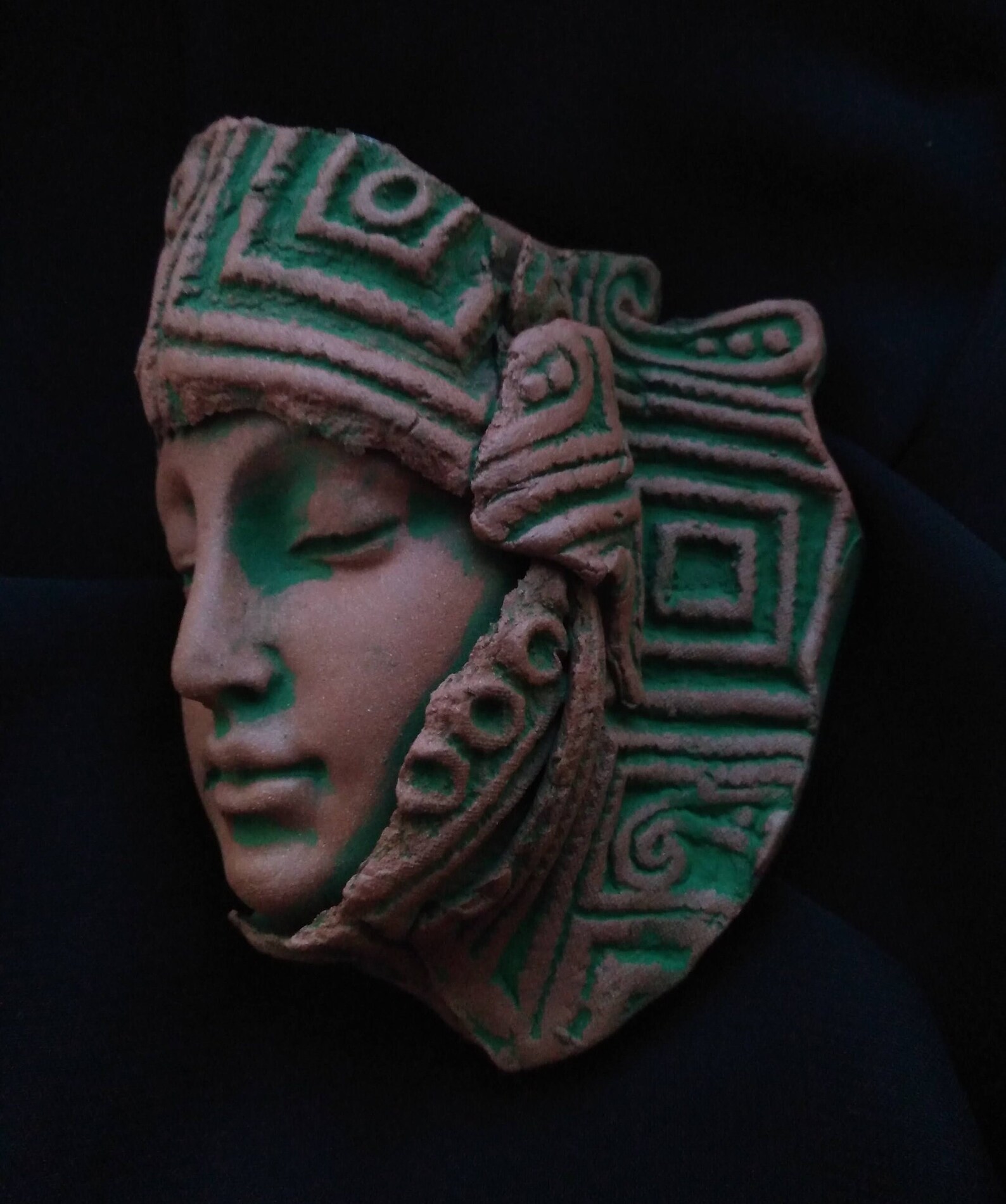 Sacred Faces - Ornate Terracotta Face for Altars Mixed Media Beading ...