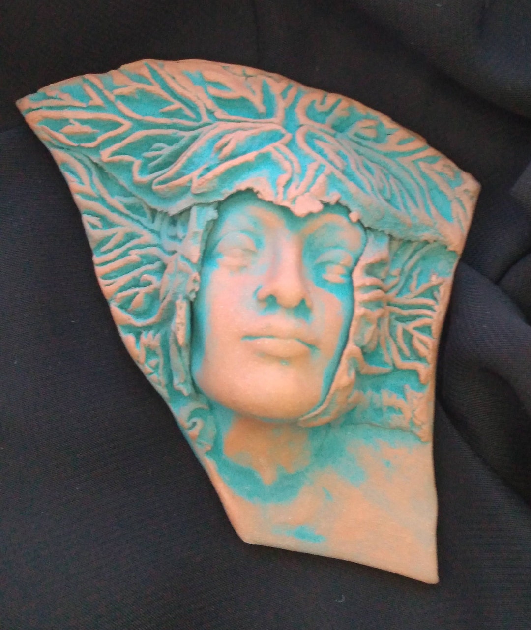 Sacred Faces - Ornate Terracotta Face for Altars Mixed Media Beading ...