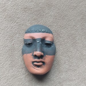 Warrior Maiden - Painted Terracotta Face for Altars Mixed Media Beading ...
