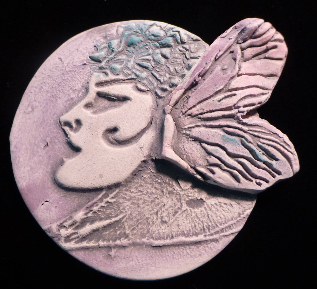 Handmade Ceramic Winged Fairy Imp Face Beading Jewelry Altar Purse Doll ...