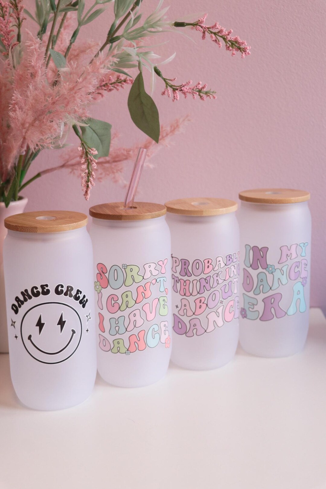 Dancer Glass With Bamboo Lid and Straw, Glassware, Dancer Gift Trendy ...