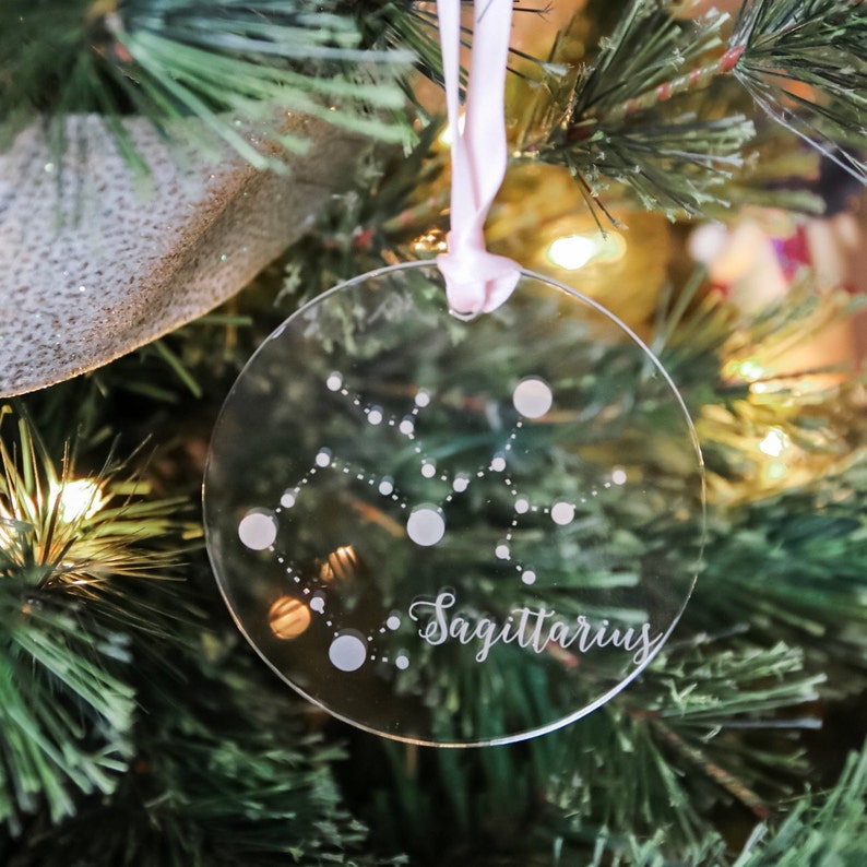 Zodiac Sign Christmas Ornament Acrylic Ornament - Etsy