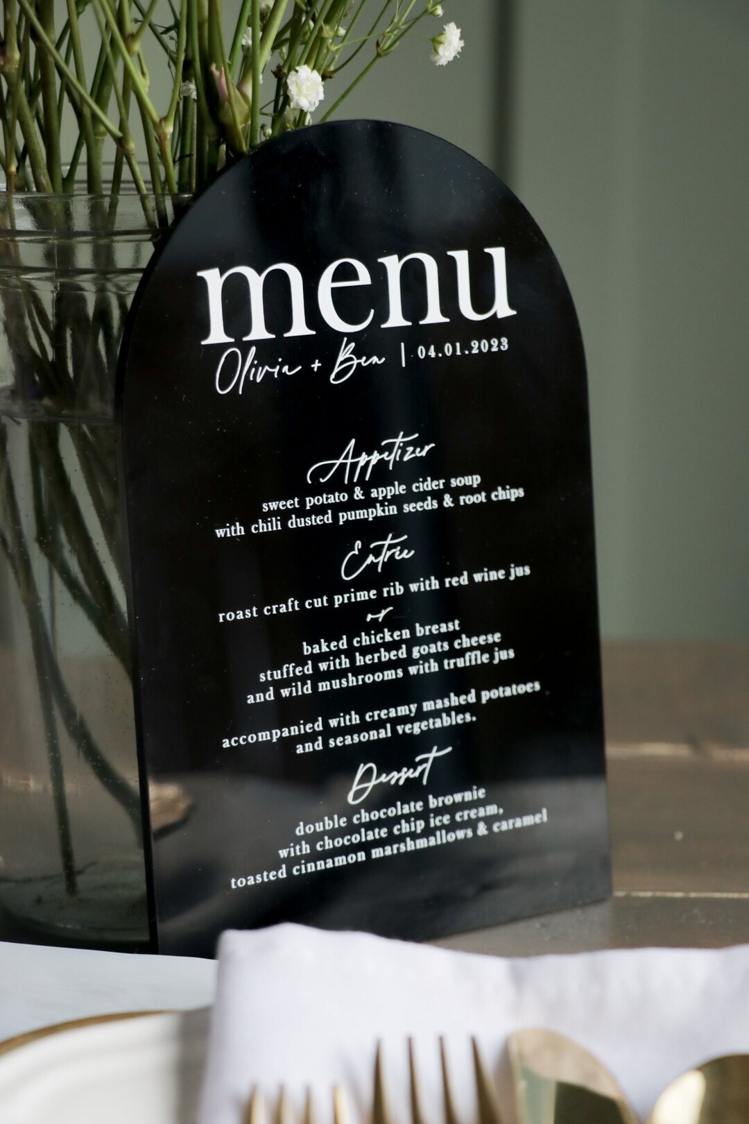 Acrylic Double Sided Table Card Menu | Wedding Menu, Acrylic Wedding ...