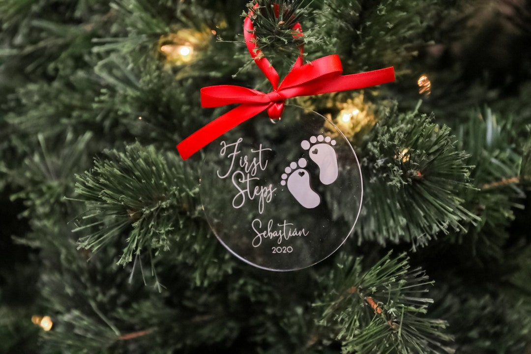 Baby's First Steps Ornament | Engraved Christmas Ornament, Milestone ...