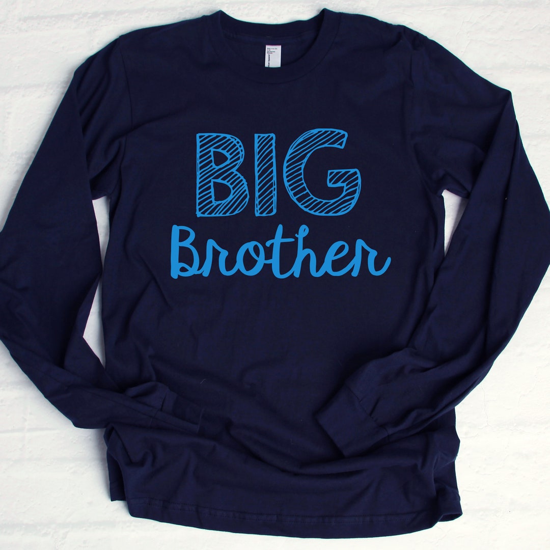 Navy Big Brother Shirt, Baby Announcement Toddler Shirt, Long Sleeve ...