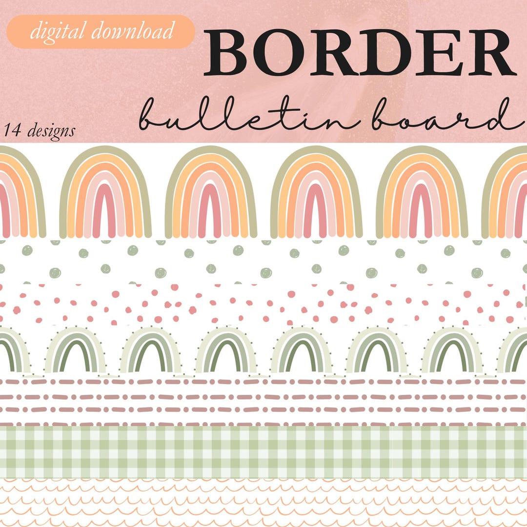Boho Rainbow Bulletin Board Borders: Teacher Classroom Decor (digital ...