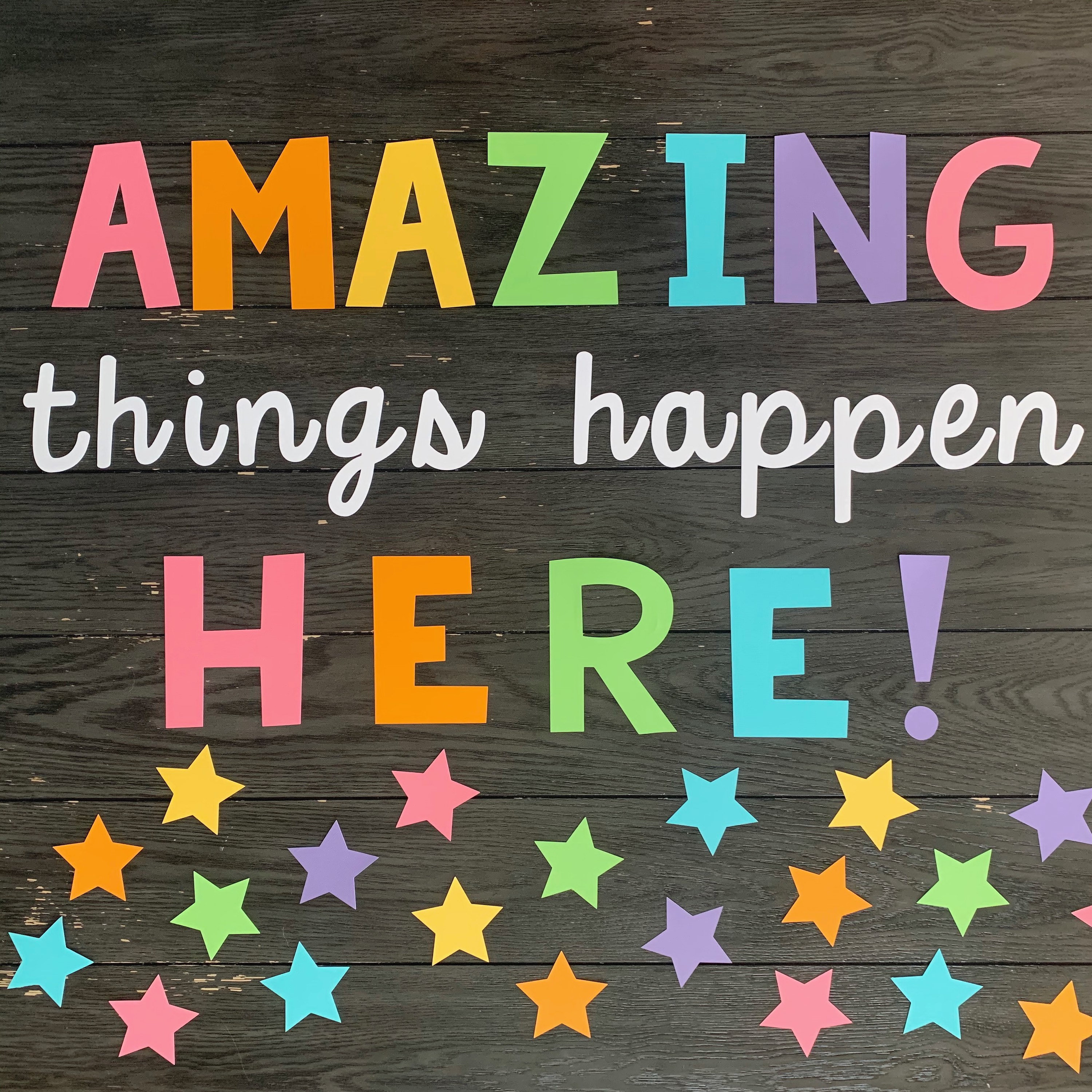 Amazing Things Happen Here Bulletin Board Cut Out | Etsy