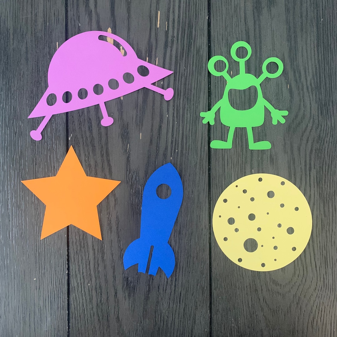 Space Cut Out Decor | Class Set | Moon Star Alien Rocket Spaceship UFO ...