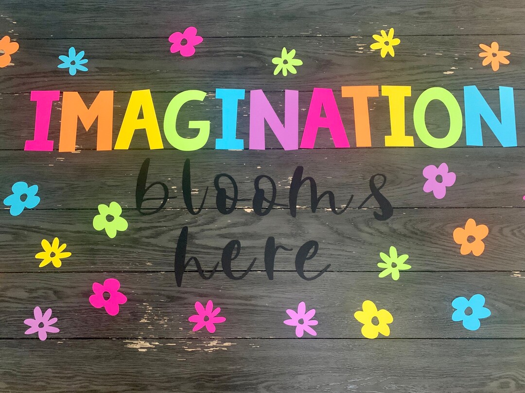 Imagination Blooms Here | Bulletin Board Cutout Decor - Etsy