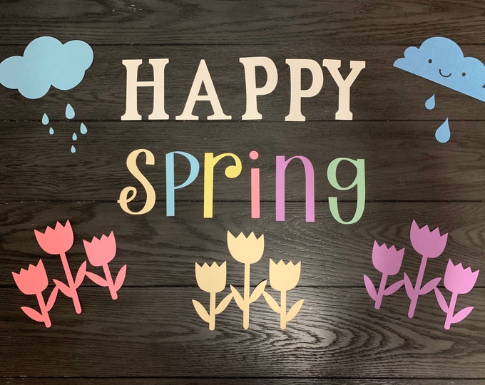 Happy Spring Bulletin Board Cut Out - Etsy