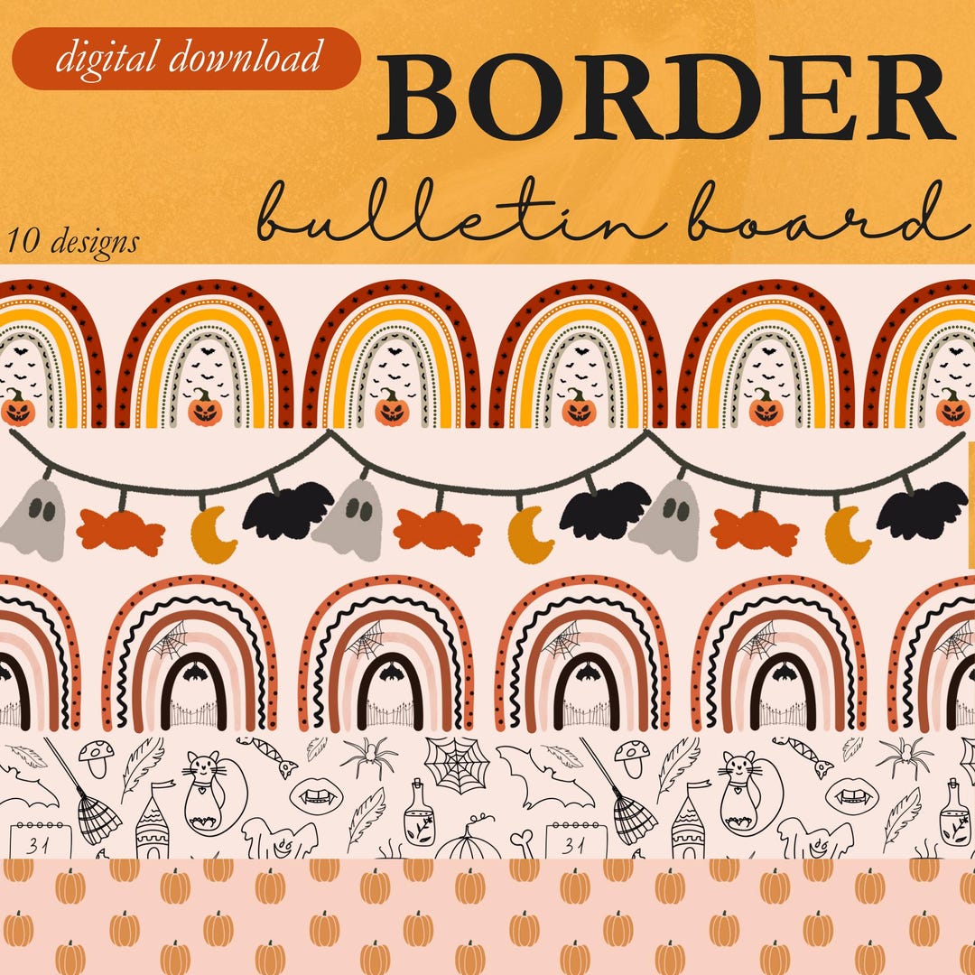 Halloween Bulletin Board Borders: Printable Classroom Decor (digital ...