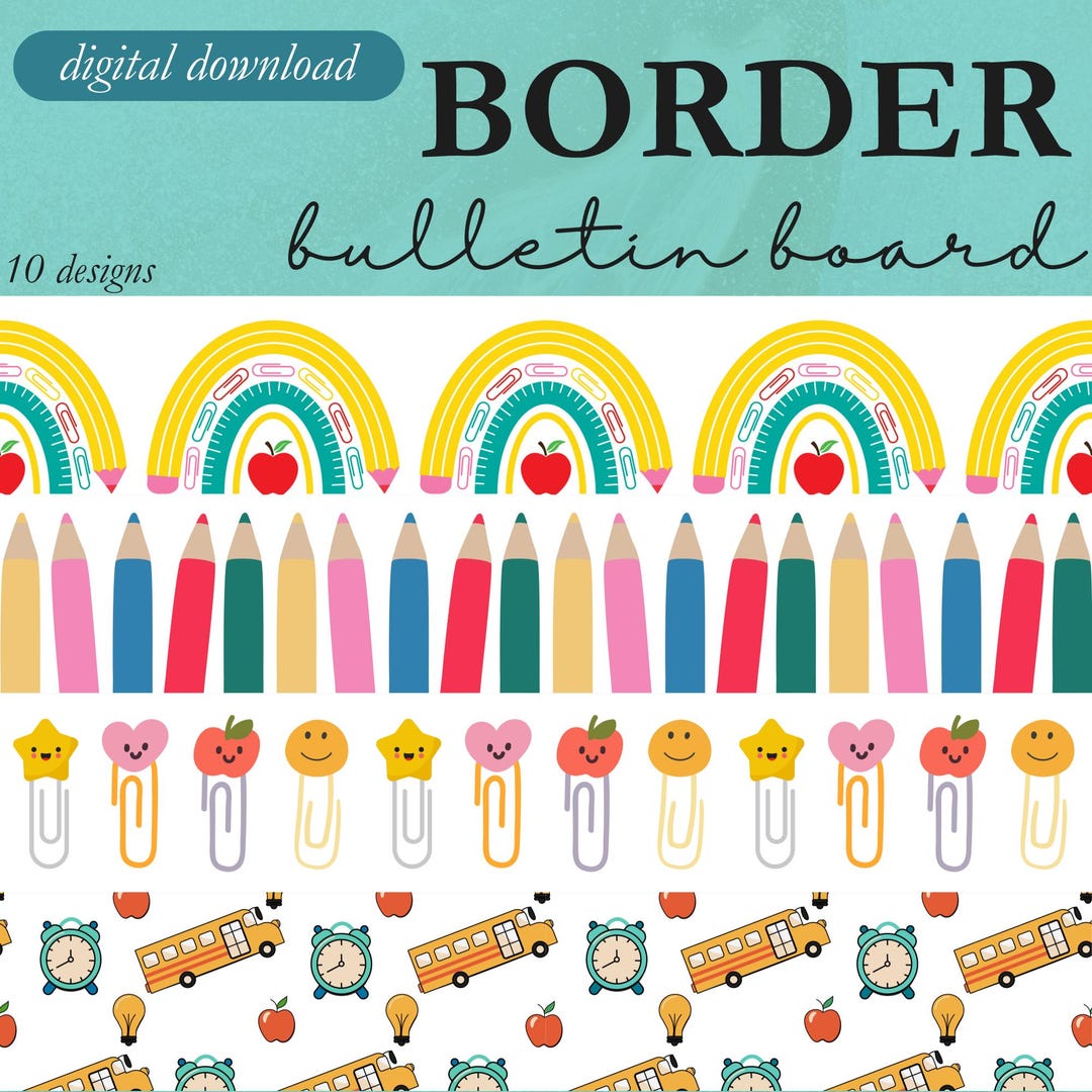 Colorful Back to School Bulletin Board Border - Digital Download - Etsy
