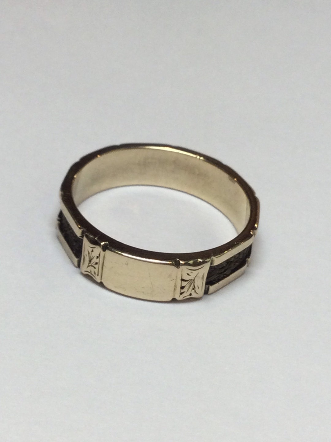 Victorian Hair Band Ring- 10k Yellow Gold Engraveable Woven Hair ...