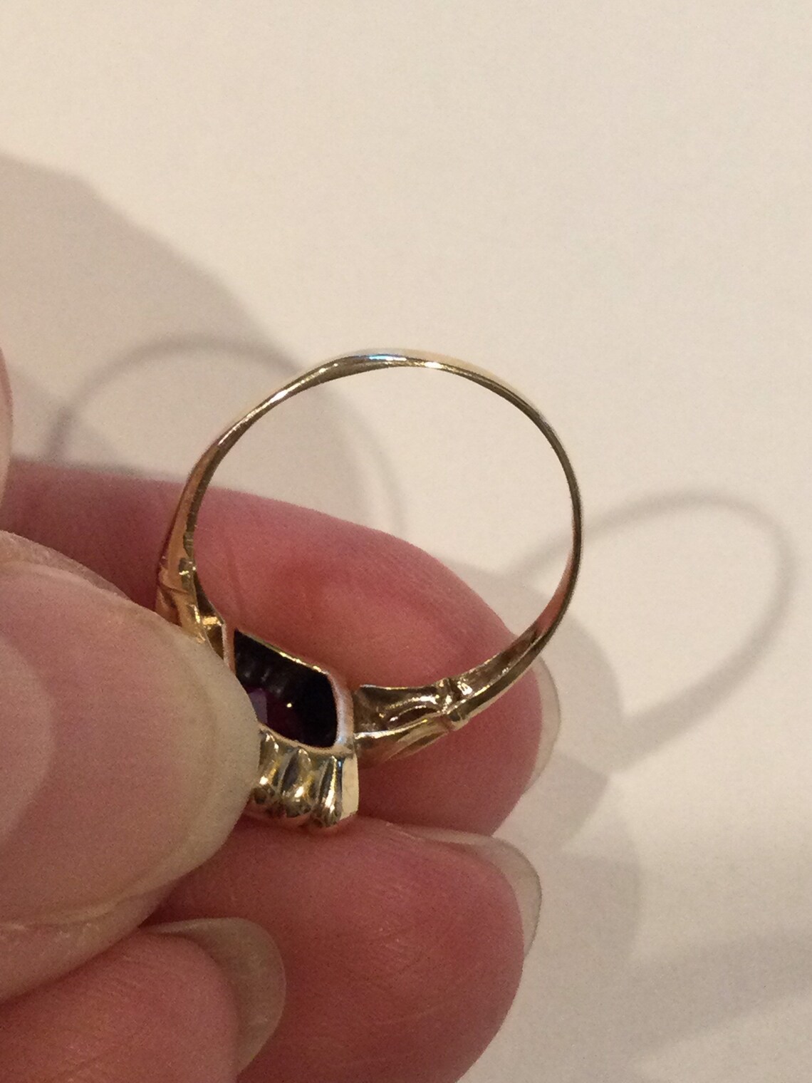 Mid Century Synthetic Ruby Ring-10k Yellow Gold Rectangular - Etsy