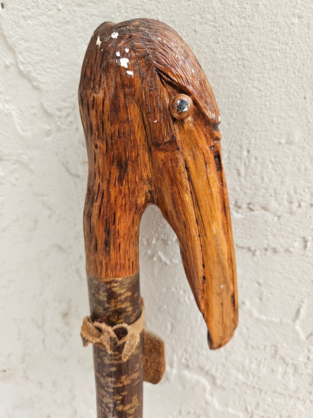 Hand Carved Buzzard Head Walking Stick Dogwood & Cherry by Bruce Holmes ...