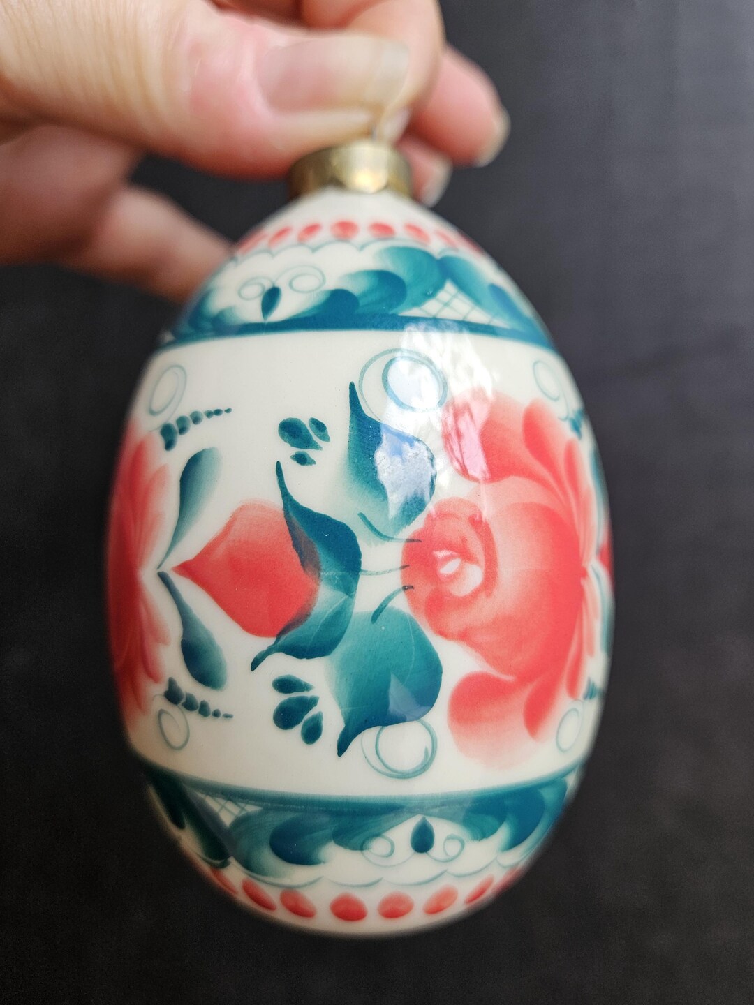 Russian Handpainted Porcelain Egg With Floral Details Signed E ...