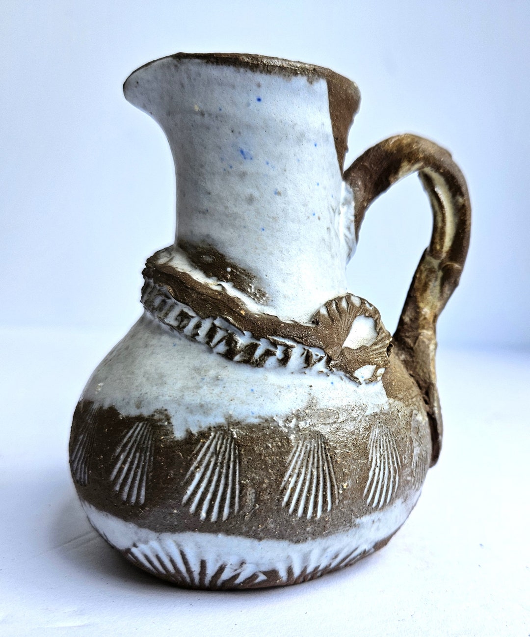 Miniature Pottery Pitcher or Vase With Pressed Details - Artist Signed ...