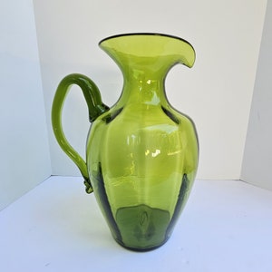 Large Green Blenko Pitcher Vase 13.5 Inches Tall - Etsy