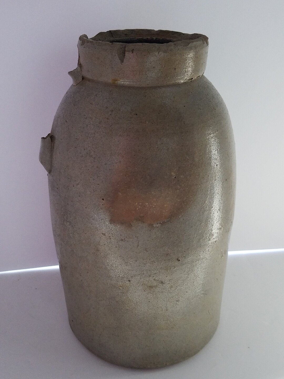 Antique Pottery Jar or Crock - Tall Gray With Slight Sheen - Etsy