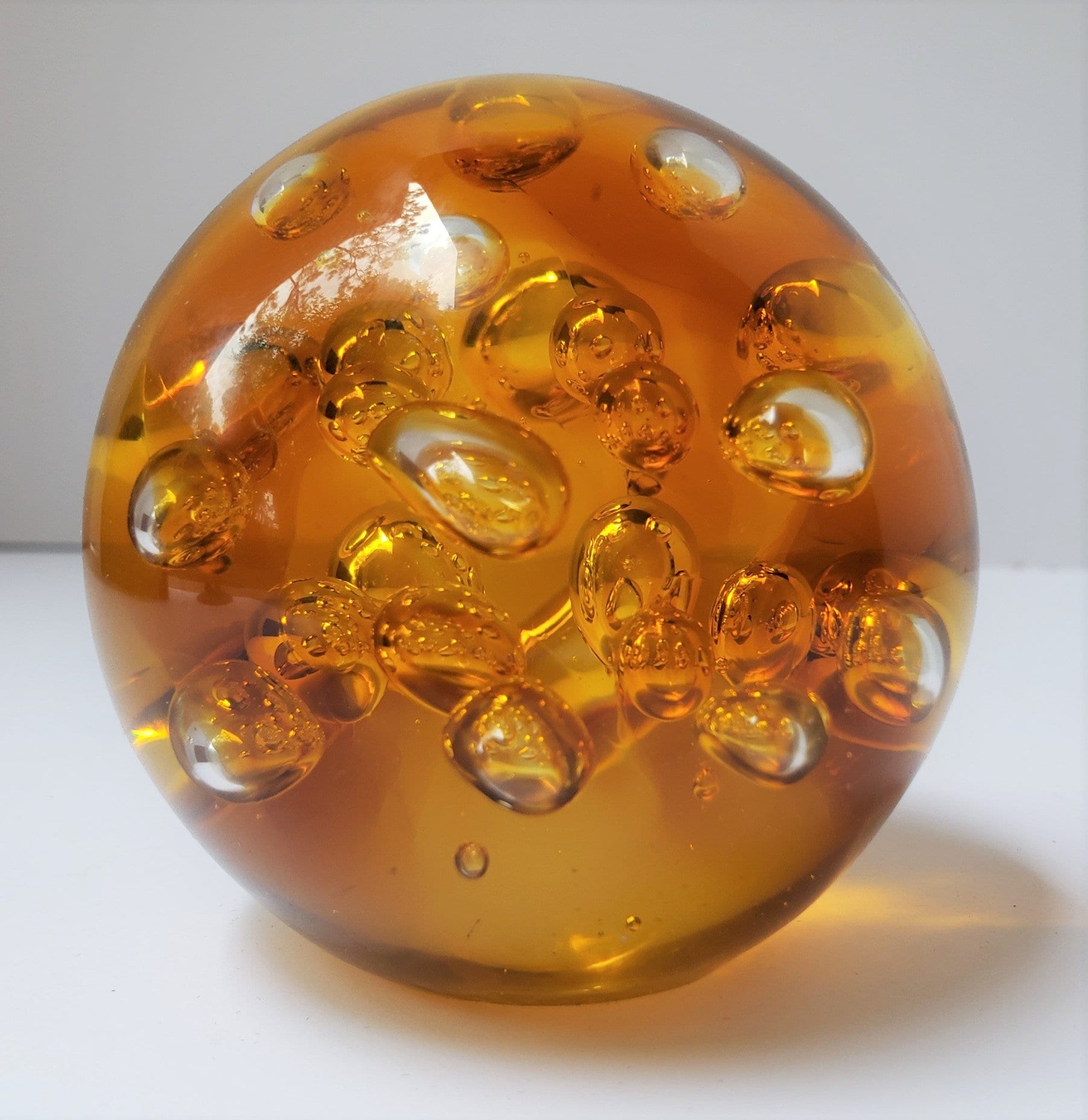 Office Paperweights Large Vintage Amber Orange bubbled EggCone Shaped ...