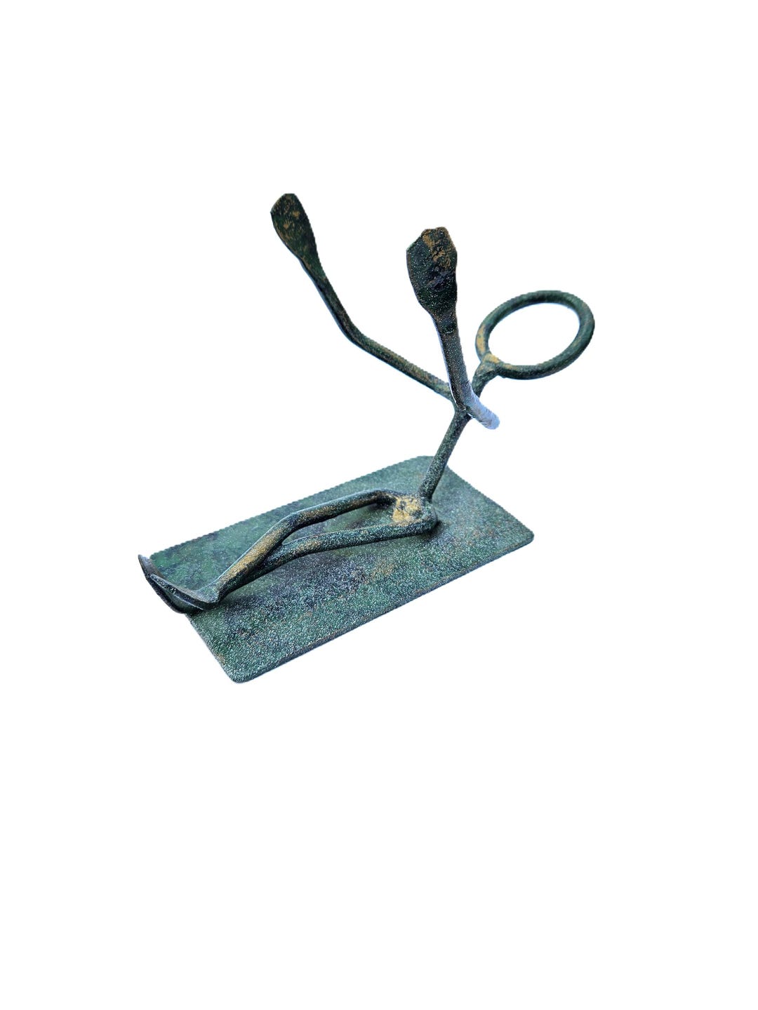 Reclining Stick Figure Bottle Holder Green With Gold Metal - Etsy