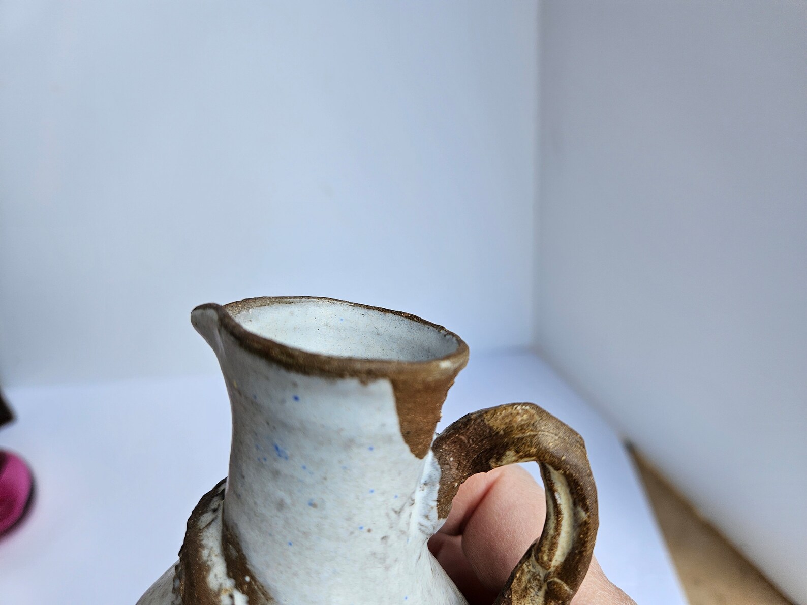 Miniature Pottery Pitcher or Vase With Pressed Details - Artist Signed ...