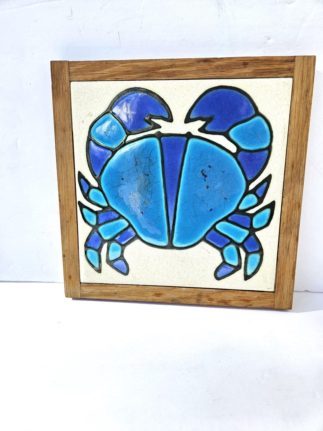 Blue Crab Tile Trivet; Wood Framed - Made in USA - Vintage - Etsy