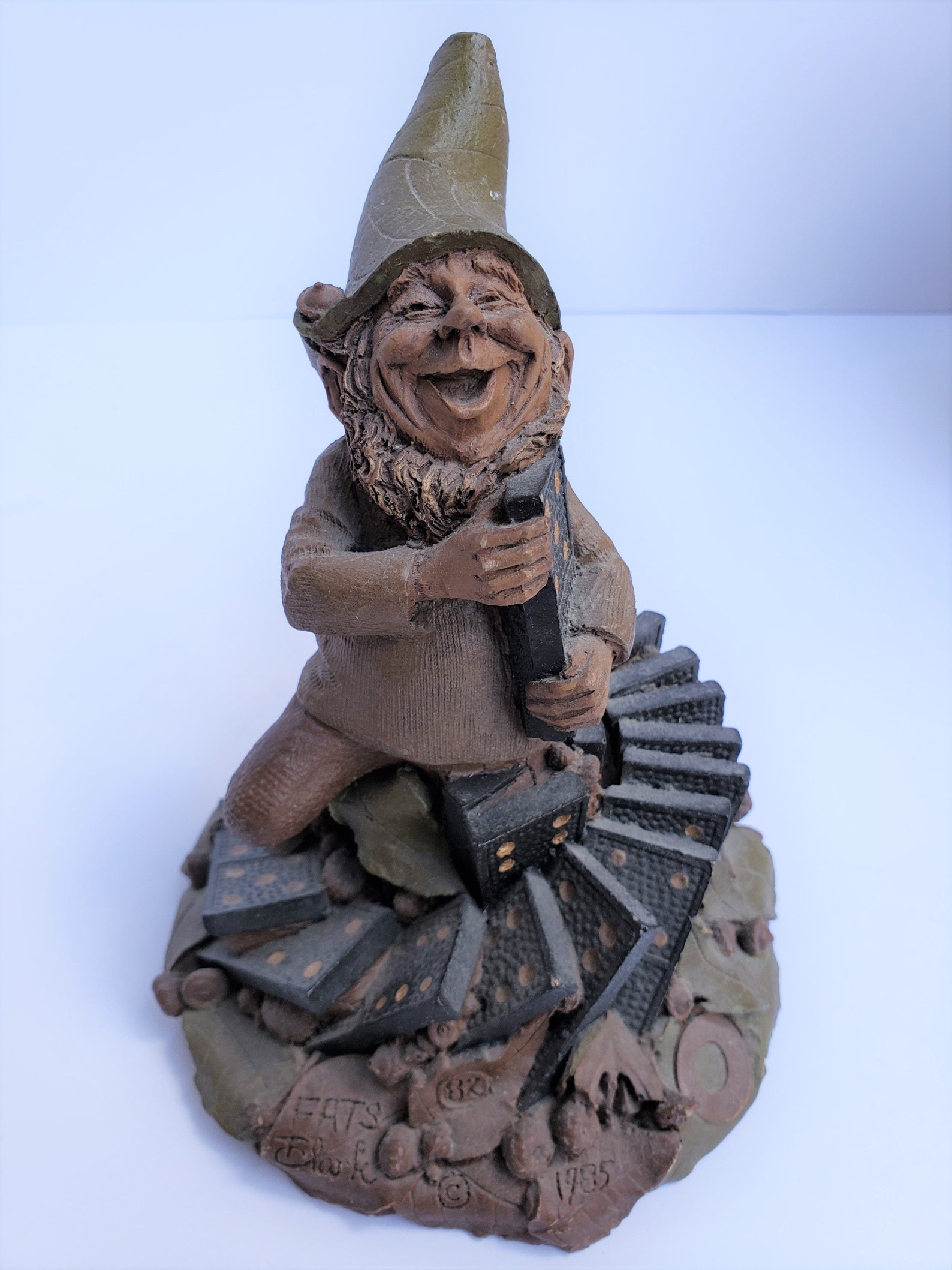 Clark Resin Gnome With Dominoes Figurine Signed Fats Clark - Etsy