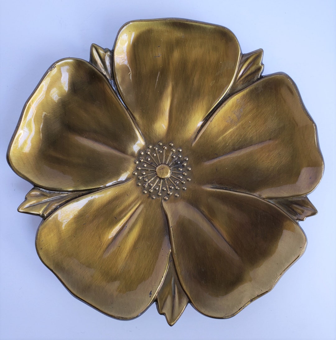 Gold Toned Metal Magnolia Blossom Tray or Dish Very Heavy- Marked - Etsy
