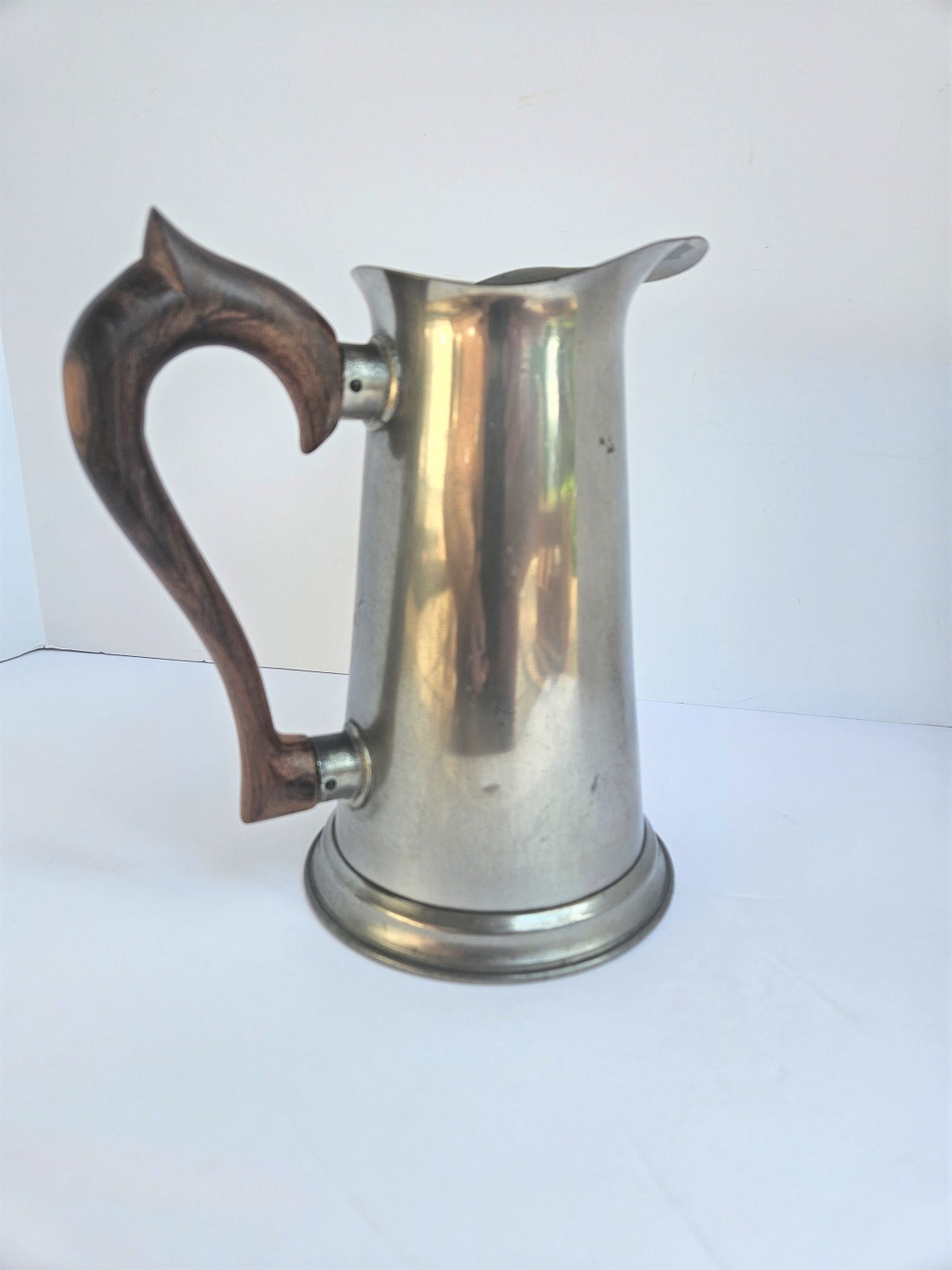 Stieff Pewter Tankard or Stein Like Pitcher With Curvy Wood Handle - Etsy