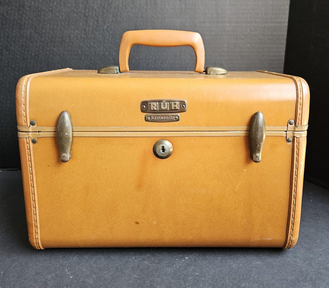 Vintage Samsonite Hard Shell Camel Colored Train Case, Overnight Case ...