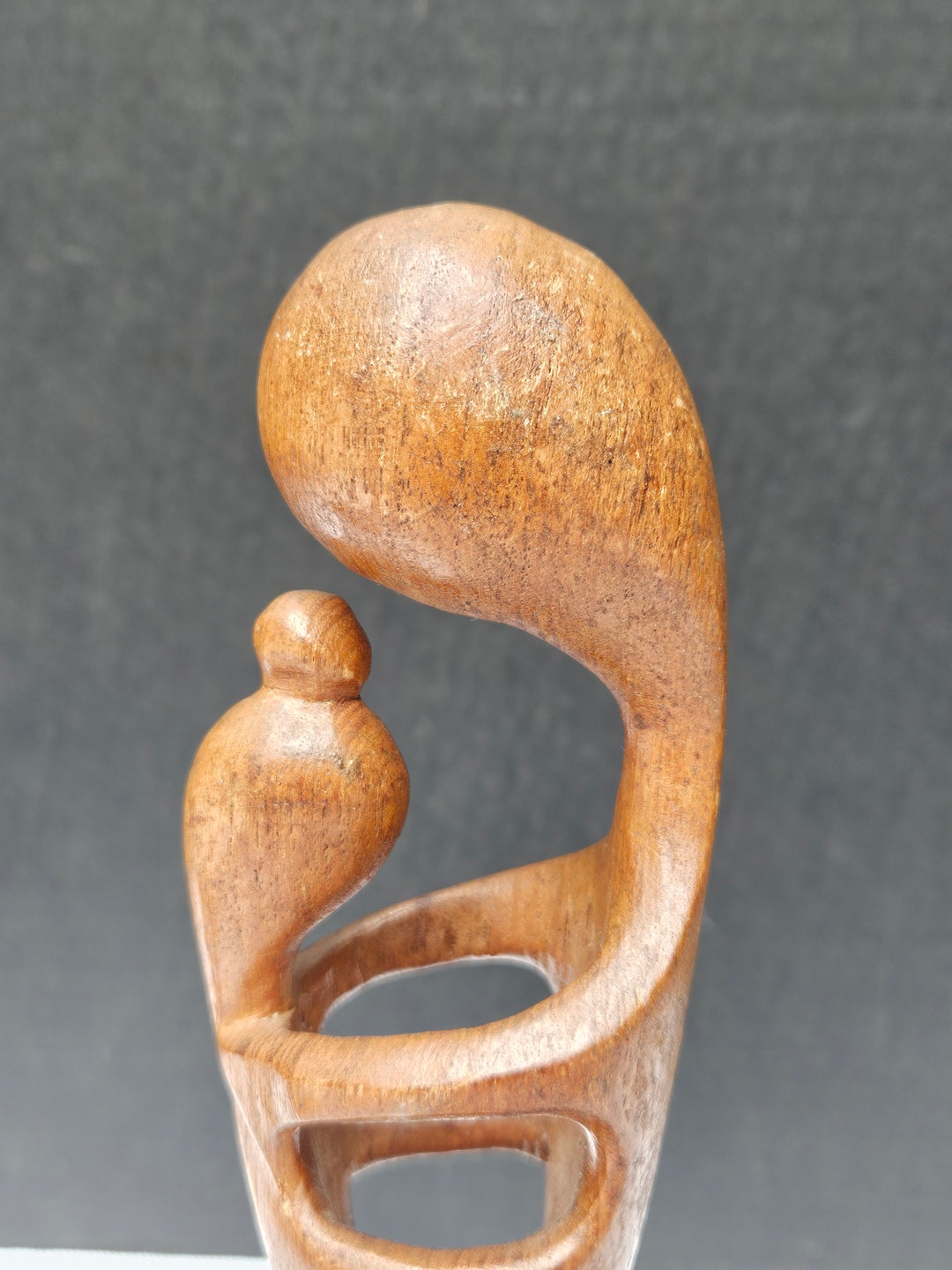 Vintage Stylized Wood Carved Parent With Child Figure - Etsy