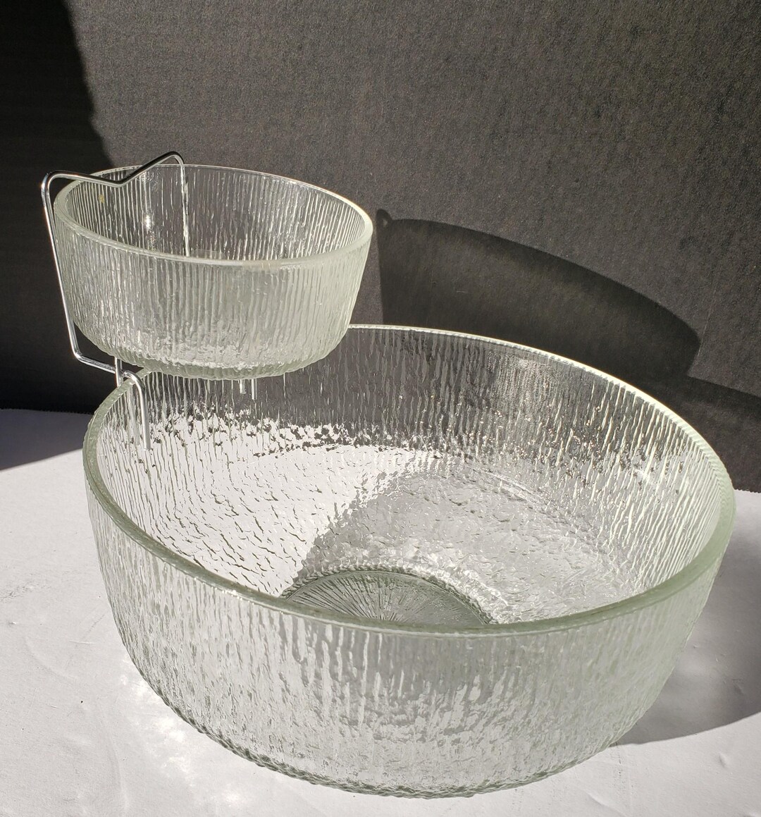 Crystal Ice Glass 3 Piece Chip & Dip Set - Etsy