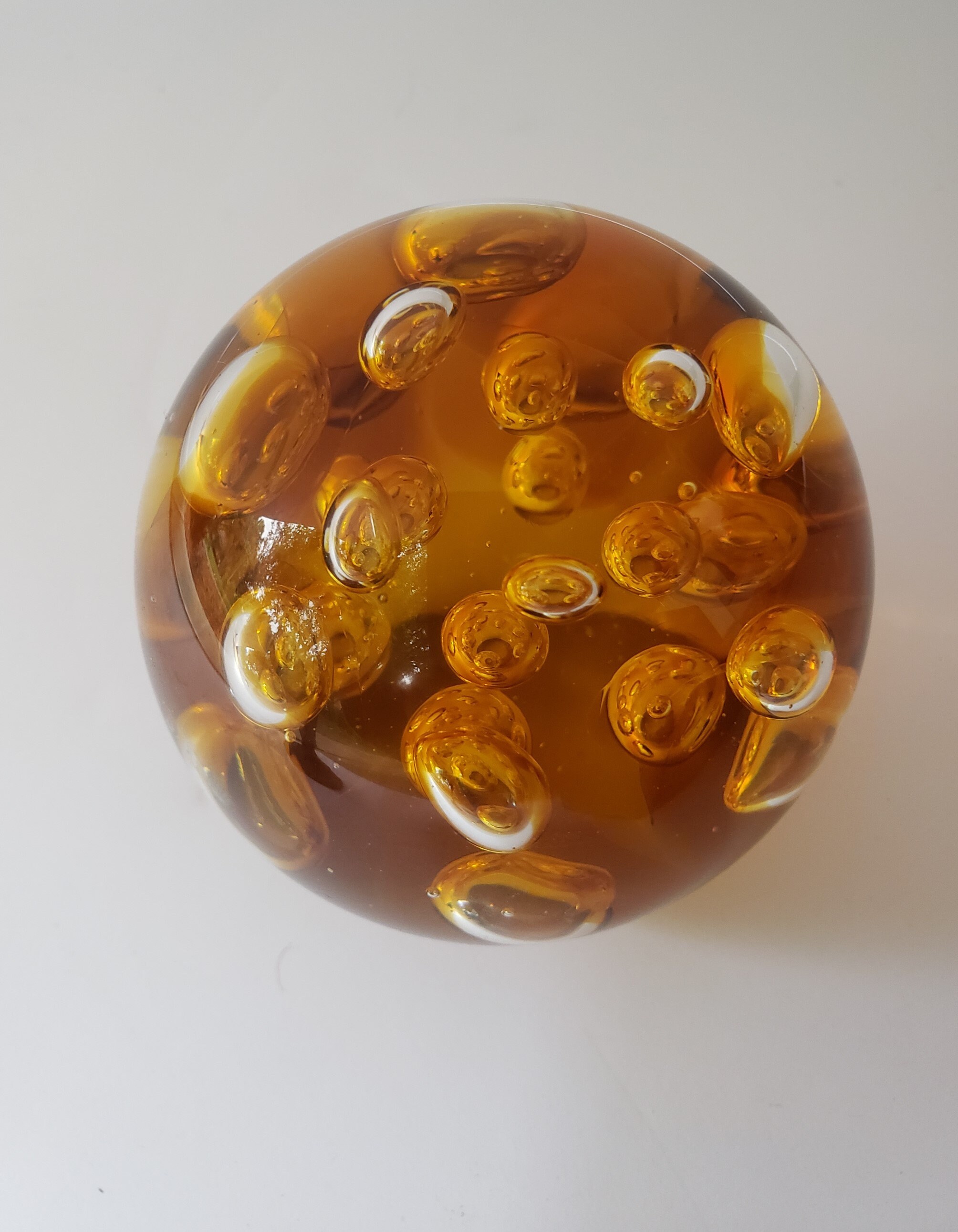 Office Paperweights Large Vintage Amber Orange bubbled EggCone Shaped ...