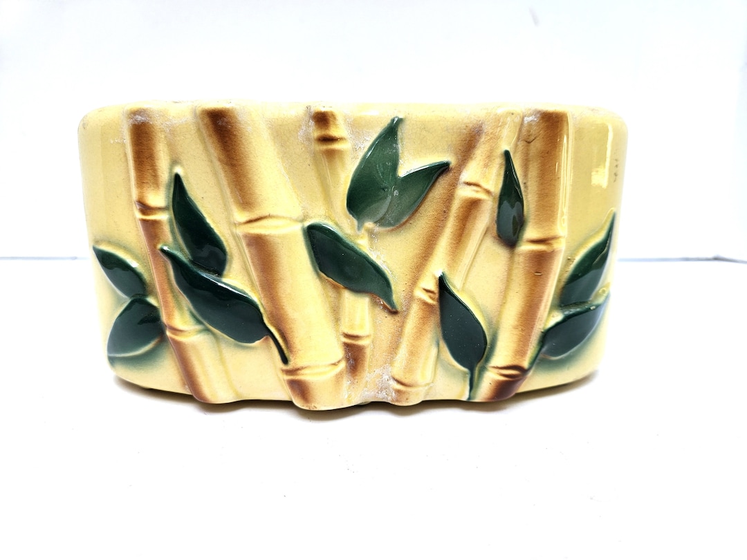 Vintage Bamboo Themed Ceramic Planter - Etsy