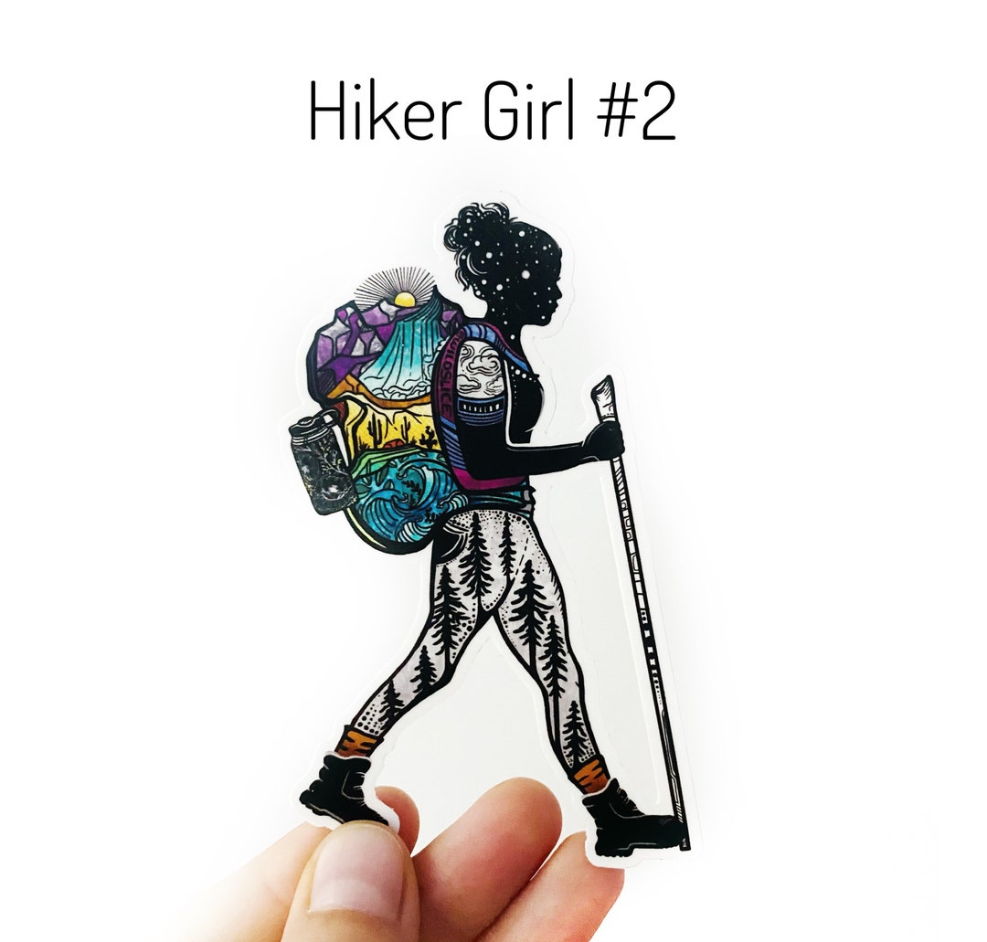 Hiker Girl #2 Weatherproof and Durable, Outdoor Sticker, Travel Sticker ...