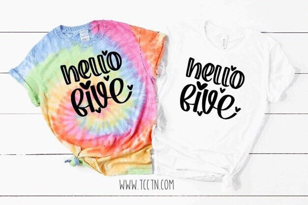 Hello Five Birthday Shirt Girl's Tie Dye or Solid Color Top 5th Bday 5 ...