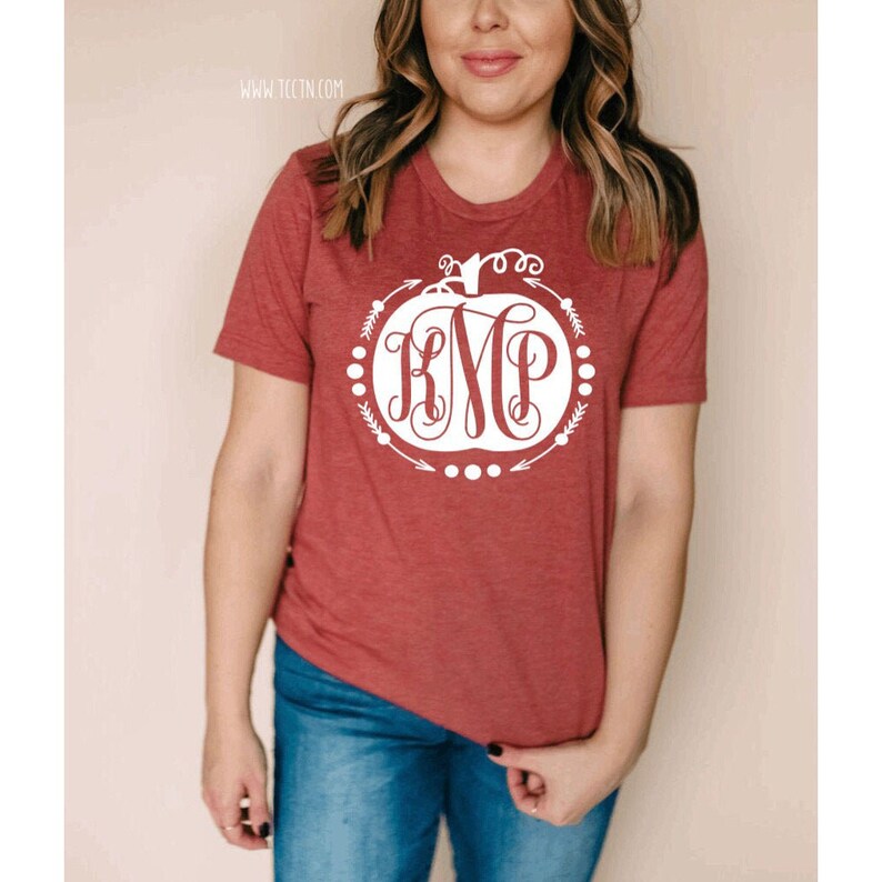 Pumpkin Monogram Fancy Cursive Initials Shirt Personalized - Etsy