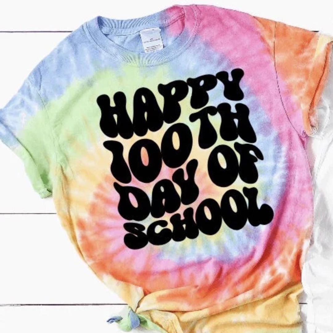 Happy 100th Day of School Shirt | Retro Design 100th Day Outfit ...