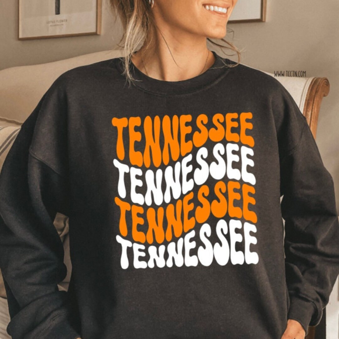 Tennessee Wavy Design Sweatshirt | Groovy Retro Football Fleece Crew ...