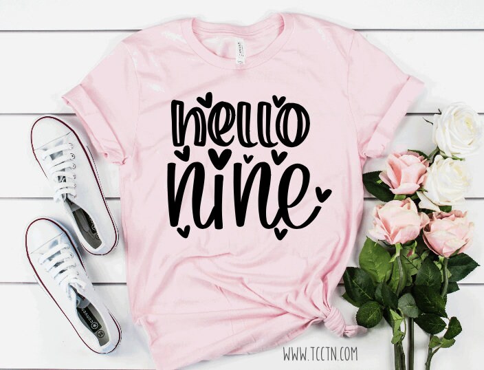 Hello Nine Shirt Girl's Birthday Tie Dye or Solid Color | Etsy