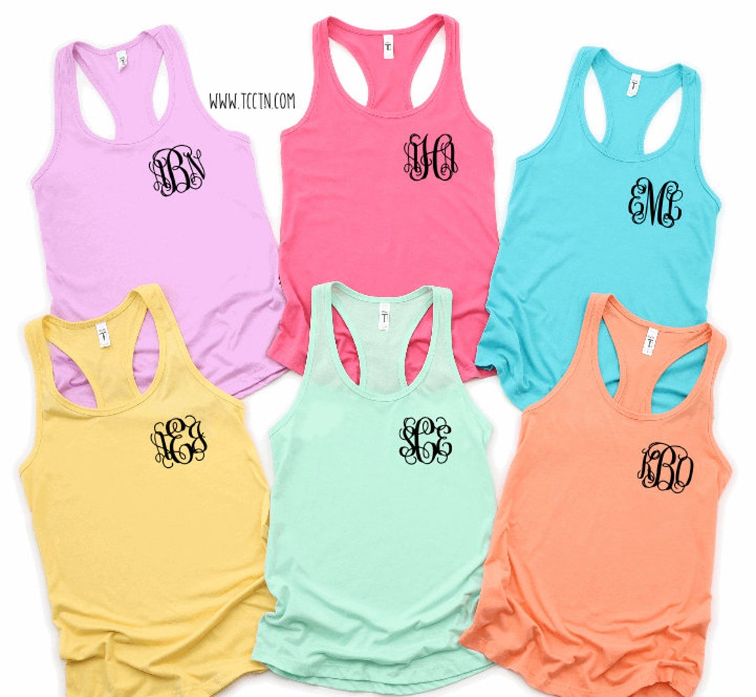 Fancy Cursive Pocket Monogram Racerback Tank Top | Summer Work Out ...