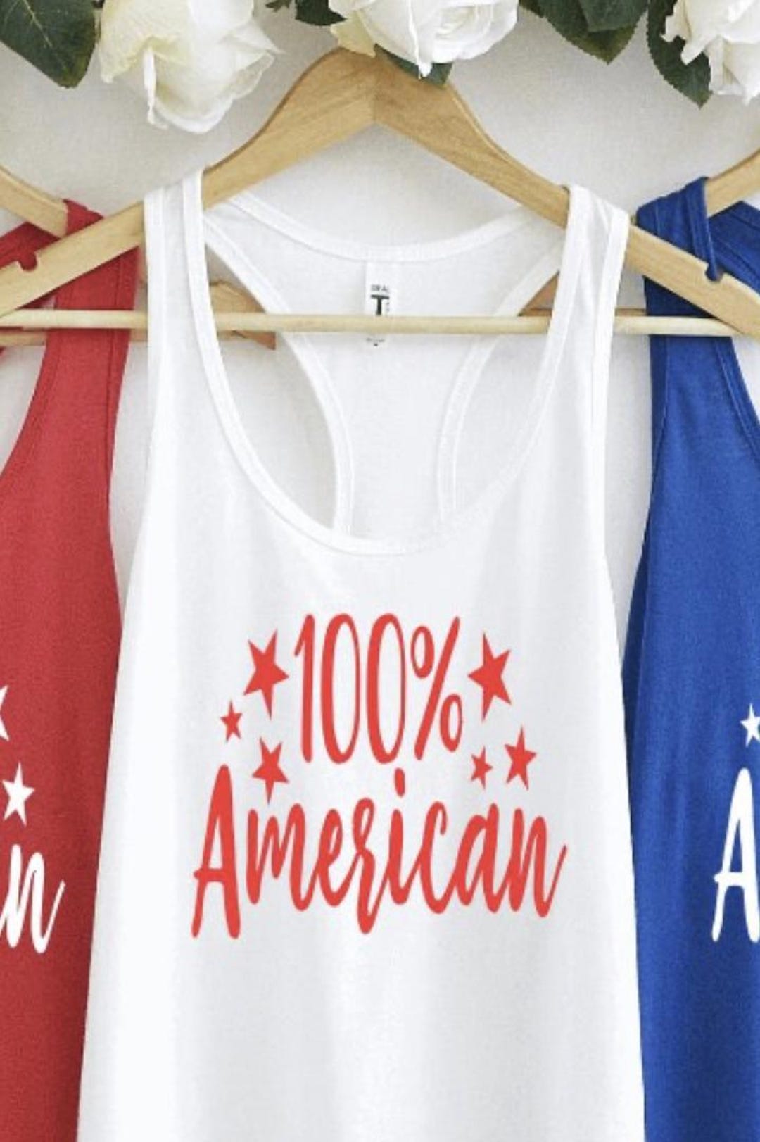 100 Percent American Tank Top Ladies Adult Racerback Tank Summer ...