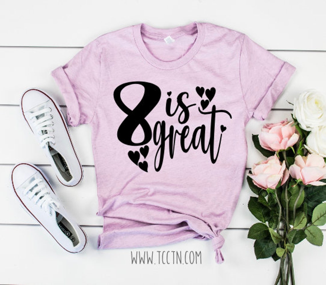 Eight is Great Shirt Girl's Birthday Tie Dye or Solid | Etsy