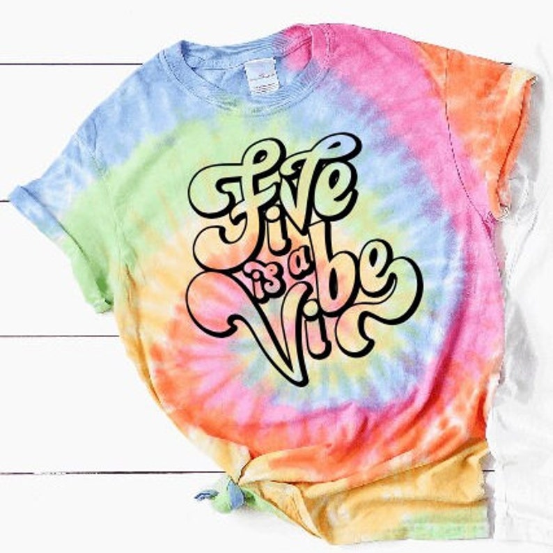 Five is a Vibe Shirt Girl's Birthday Tie Dye Solid Color - Etsy
