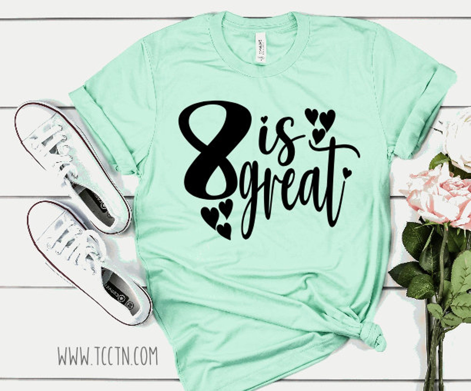 Eight is Great Shirt Girl's Birthday Tie Dye or Solid | Etsy