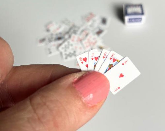 Miniature Deck of Playing Cards 3/4" Set of 52 Flat Back Miniatures ...