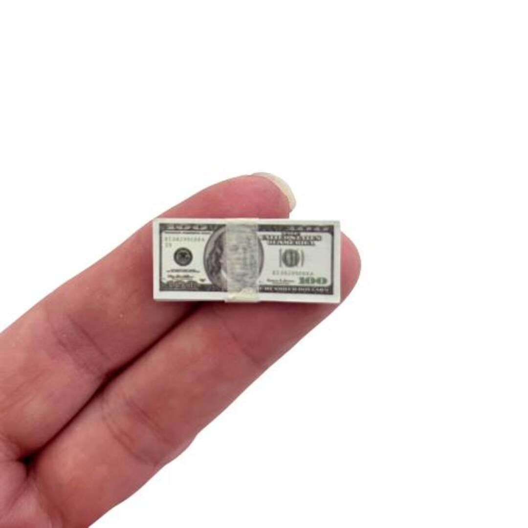 HUNDRED DOLLAR BUNDLE 15 Pieces Dollhouse Miniature Micro Mini Money ...